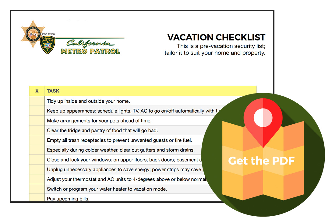 Vacation Security Checklist – California Metro Patrol
